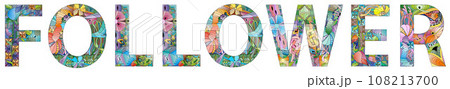 Word FOLLOWER. Vector decorative zentangle...のイラスト素材 [108213700] - PIXTA
