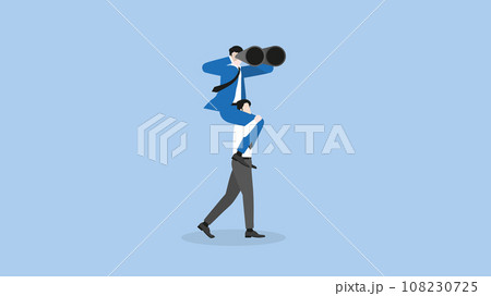 A visionary boss uses binoculars and rides...のイラスト素材 [108230725] - PIXTA
