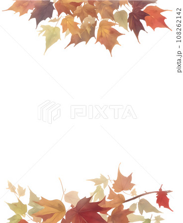 Watercolor rectangle frame with autumn maple...のイラスト素材 [108262142] - PIXTA