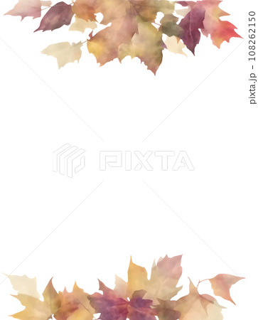 Watercolor rectangle frame with autumn maple...のイラスト素材 [108262150] - PIXTA