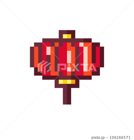 Pixel Art Chinese Red Paper Lantern. Retro 8...のイラスト素材 [108266571] - PIXTA