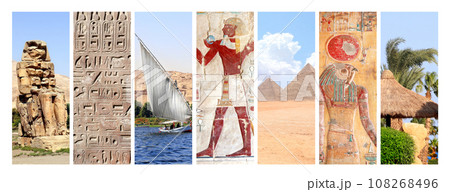 Collection of vertical banners with famous landmarks of Egypt - Great ...