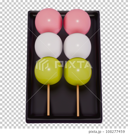 Japanese dessert Colorful Dango Skewers , 3d... - Stock Illustration ...