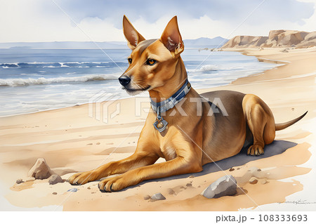 abyssinian sand terrier watercolor trendingのイラスト素材 [108333693] - PIXTA