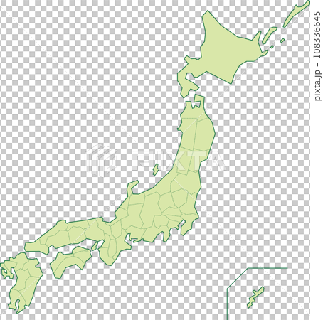 Illustration of a simple map of Japan divided... - Stock Illustration ...
