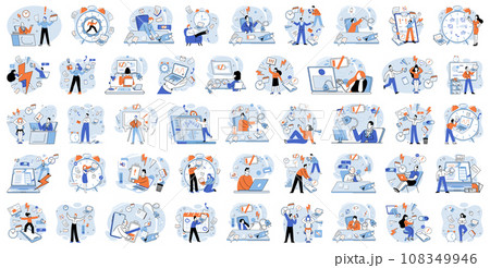 Working hard vector illustration. The working...のイラスト素材 [108349946] - PIXTA