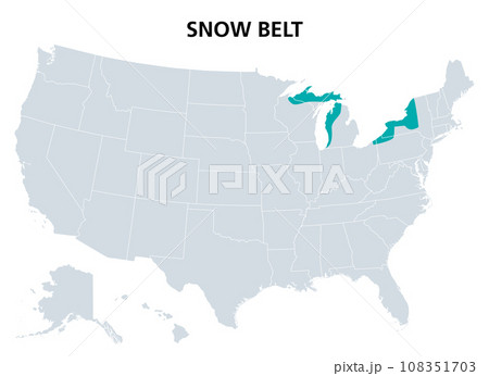 Snow Belt of the United States, political map....のイラスト素材 [108351703 ...