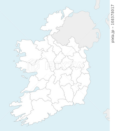 Vector blank map of Ireland with counties and...のイラスト素材 [108378017] - PIXTA