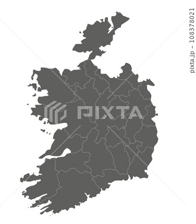 Vector blank map of Ireland with counties and...のイラスト素材 [108378021] - PIXTA