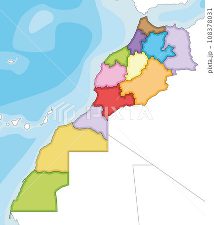 Vector illustrated blank map of Morocco with...のイラスト素材 [108378031] - PIXTA