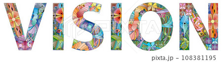 VISION. Colorful typography text banner for any...のイラスト素材 [108381195 ...