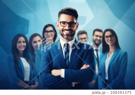 Manager and team office background. Generative AIのイラスト素材 [108391375 ...
