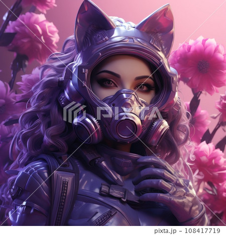 Woman in gas mask, allergy conceptのイラスト素材 [108417719] - PIXTA