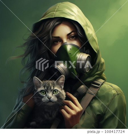 Woman in gas mask, allergy conceptのイラスト素材 [108417724] - PIXTA