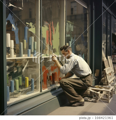 1950 store window painterのイラスト素材 [108421361] - PIXTA