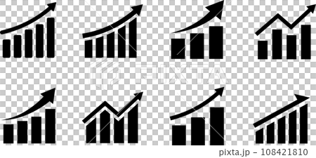 Monochrome rising graph icon set - Stock Illustration [108421810] - PIXTA