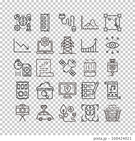 device artificial intelligence technology icon set - Stock Illustration ...