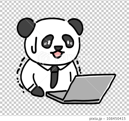 A frightened panda office worker makes a... - Stock Illustration ...