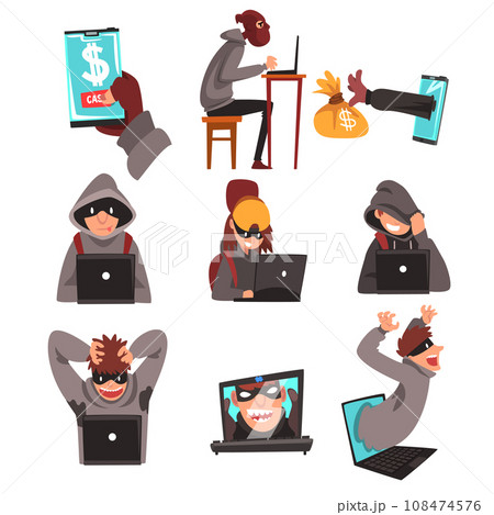 Hackers in Disguise Stealing Information and...のイラスト素材 [108474576] - PIXTA