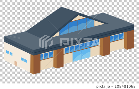 A clubhouse on a golf course. Building... - Stock Illustration ...