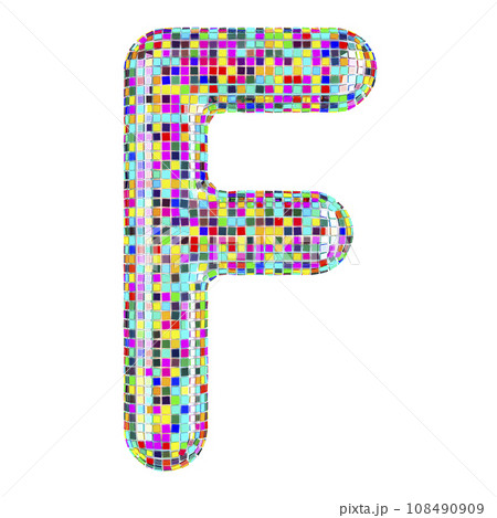 Mosaic font, letter F from vivid mosaic pieces....のイラスト素材 [108490909 ...