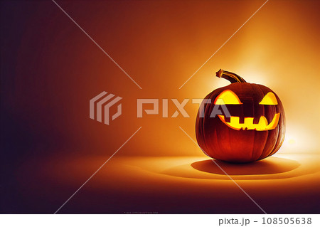 Jack-o'-lantern's gaze. Spooky pumpkin with...のイラスト素材 [108505638] - PIXTA