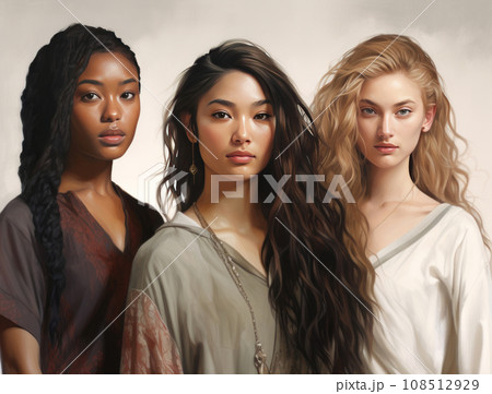 Girls from different ethnicitiesのイラスト素材 [108512929] - PIXTA