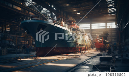 Boat assembly plant. Boat manufacturer. Boat...のイラスト素材 [108516802] - PIXTA