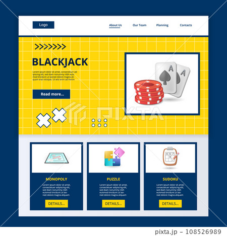 Blackjack flat landing page website template....のイラスト素材 [108526989] - PIXTA