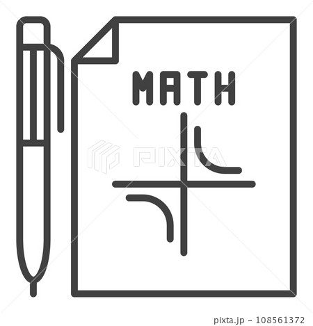 Math Paper with Pen vector Mathematics concept...のイラスト素材 [108561372 ...