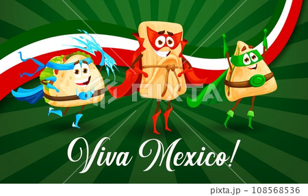 Viva Mexico banner with cartoon Tex Mex...のイラスト素材 [108568536] - PIXTA