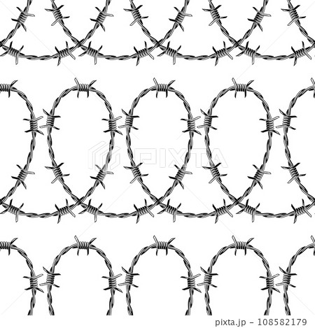 Barbed wire seamless pattern. Sharp barbwire...のイラスト素材 [108582179] - PIXTA