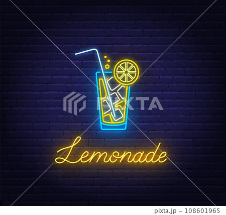 Lemonade neon sign on brick wall background.のイラスト素材 [108601965] - PIXTA