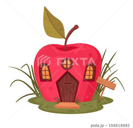 Little apple house. Cartoon fairy forest red...のイラスト素材 [108619892] - PIXTA