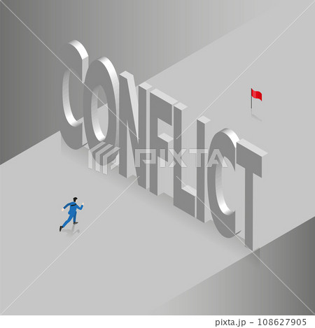 Businessman confronts big text wording...のイラスト素材 [108627905] - PIXTA