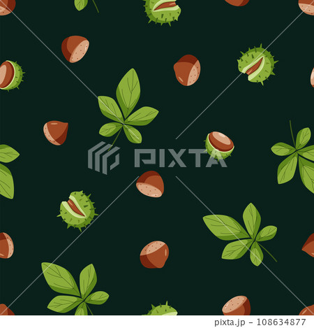 Seamless Pattern Chestnut set vector...のイラスト素材 [108634877] - PIXTA