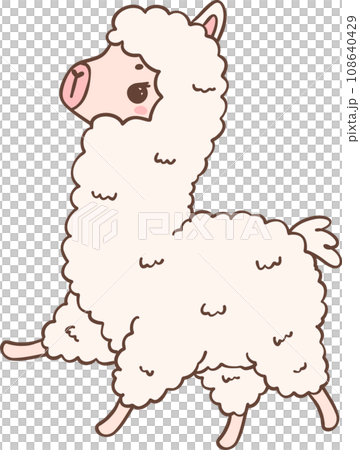 Cute Alpaca cartoon animal drawing outlineのイラスト素材 [108640429] - PIXTA