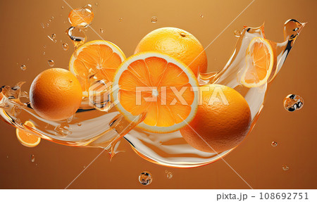 Vibrant oranges submerged in clear water with...のイラスト素材 [108692751] - PIXTA