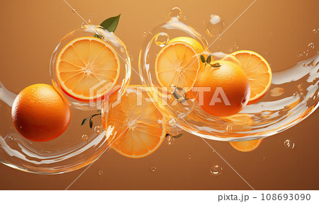 Vibrant oranges submerged in clear water with...のイラスト素材 [108693090] - PIXTA