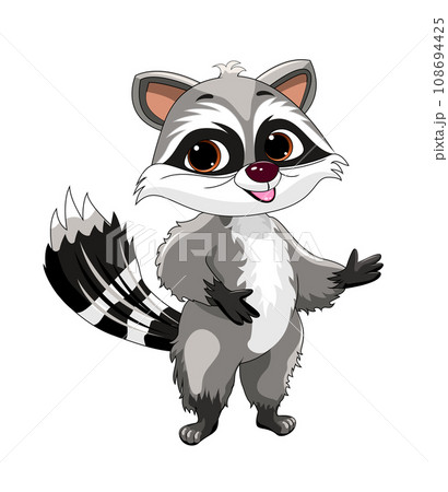 Cute smiling fluffy raccoonのイラスト素材 [108694425] - PIXTA
