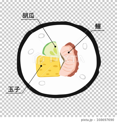 Cross section illustration of rolled sushi [eel... - Stock Illustration ...