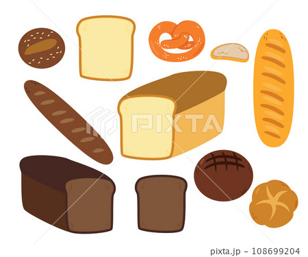 Bread Collection Cartoon Set Of Food Isolated...のイラスト素材 [108699204] - PIXTA