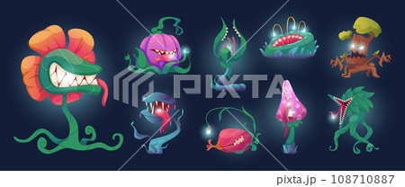 Scary plants. Fairytale scary plants cartoon...のイラスト素材 [108710887] - PIXTA
