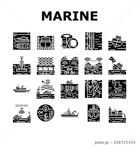 marine engineer boat mechanic icons set vectorのイラスト素材 [108725355] - PIXTA