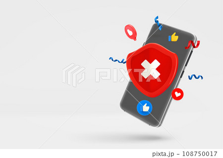Modern smartphone with red shield with cross....のイラスト素材 [108750017] - PIXTA