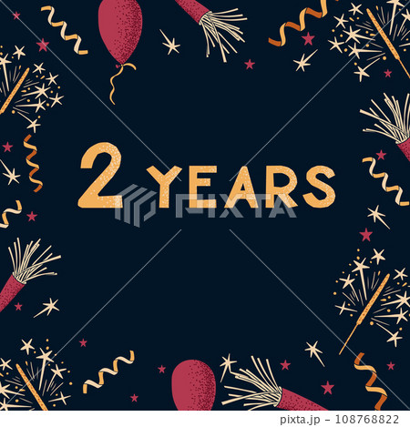 Vector flat greeting card with text 2 years....のイラスト素材 [108768822] - PIXTA