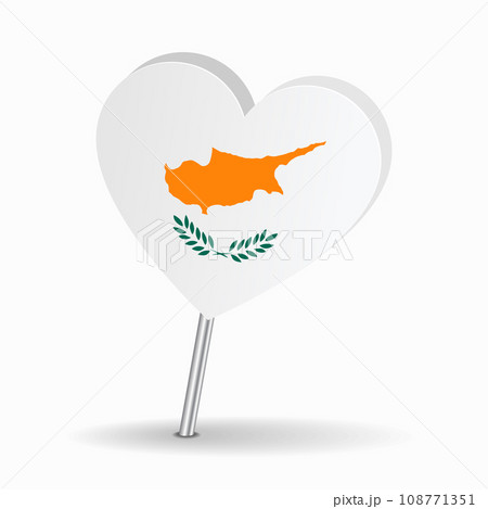 Cypriot flag heart-shaped map pointer layout....のイラスト素材 [108771351] - PIXTA