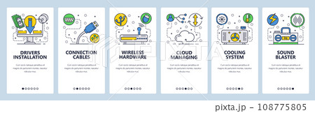 Web site onboarding screens. Computer hardware,...のイラスト素材 [108775805 ...
