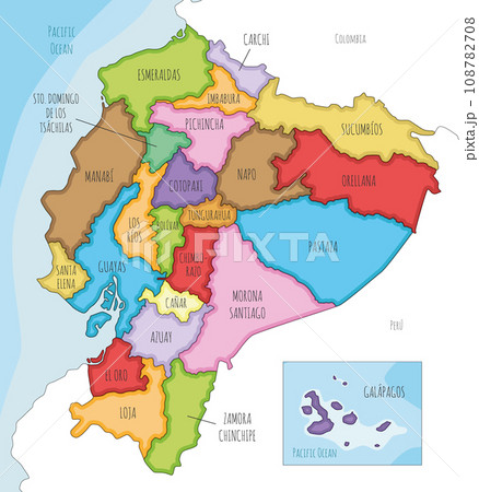 Vector illustrated map of Ecuador with...のイラスト素材 [108782708] - PIXTA