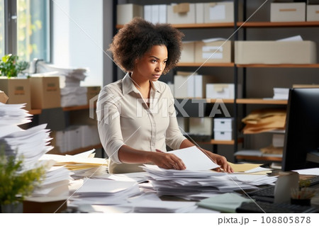 Office worker sitting at desk with computer...のイラスト素材 [108805878] - PIXTA